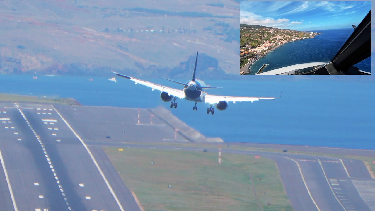 COCKPIT & OUTSIDE View LUFTHANSA A321N Landing at Madeira Airport - YouTube