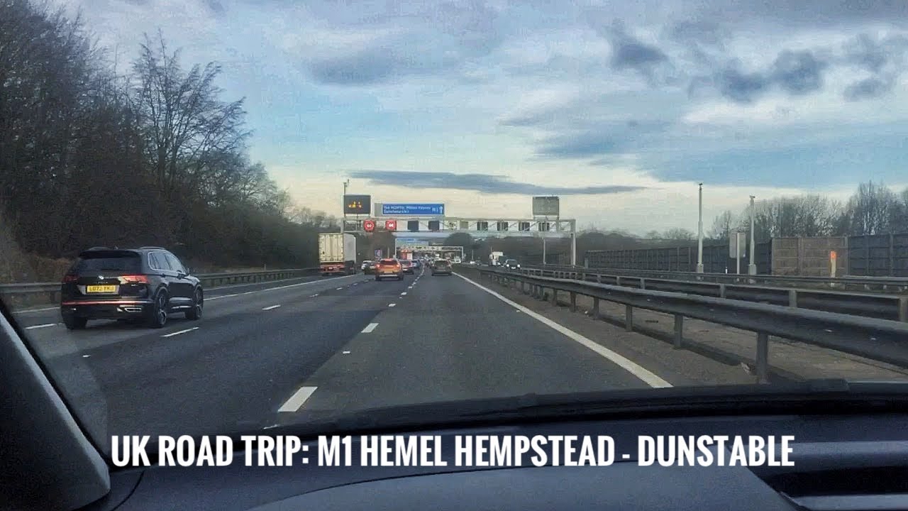 Driving in the UK: M1-A5 Motorway | Hemel Hempstead - Dunstable | Time ...