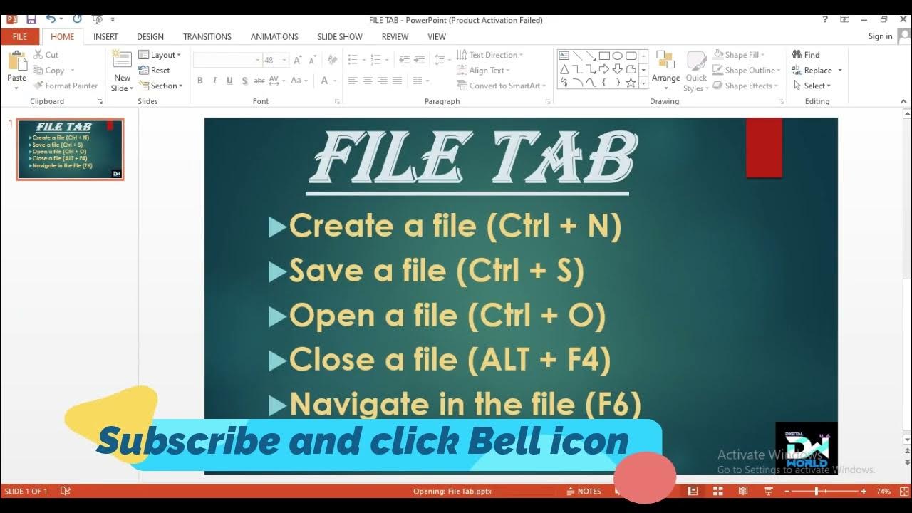 File Tab||How to create, save, open, close file in MS powerpoint #hindi ...