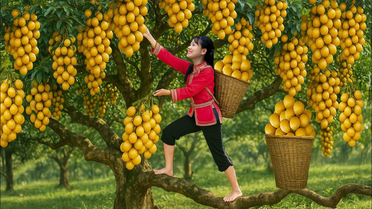 Selective Harvesting Lots of Big Mango Plum on Old Tree | Outdoor ...