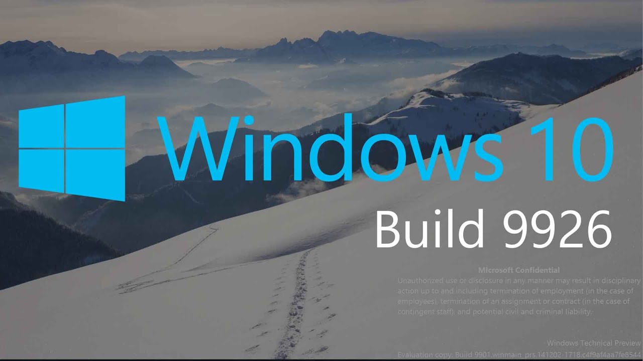 Windows 10: Build 9926, January Technical Preview. - YouTube