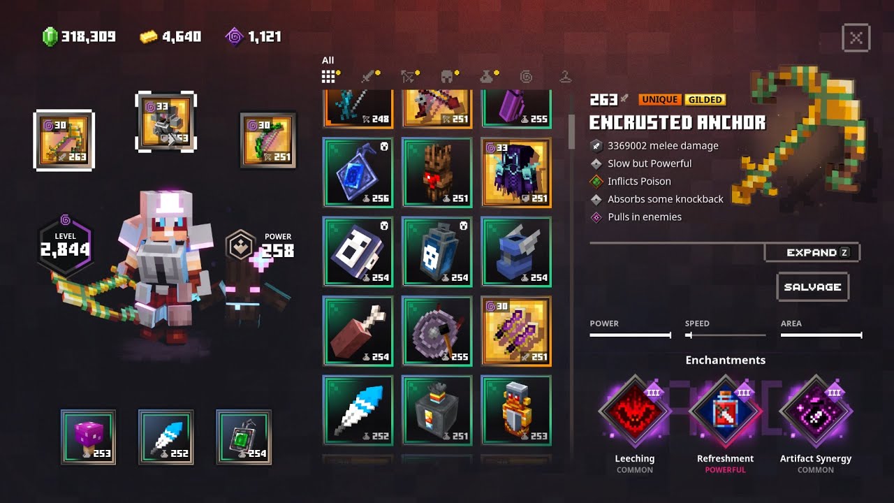 Minecraft Dungeons Maximum Encrusted Menace Build Apoc+25 Obby Pinnacle ...