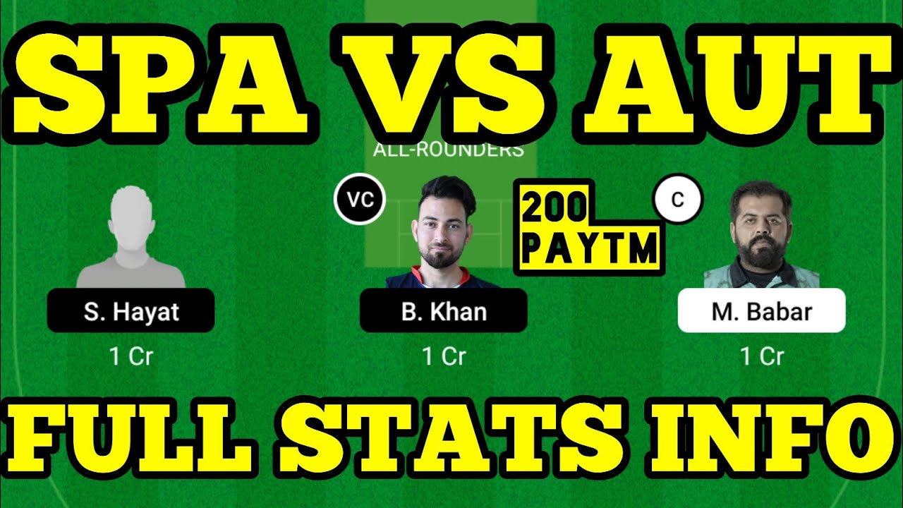 Spa Vs Aut Dream 11 Team | Spa Vs Aut Dream 11 Predection | Spa Vs Aut ...
