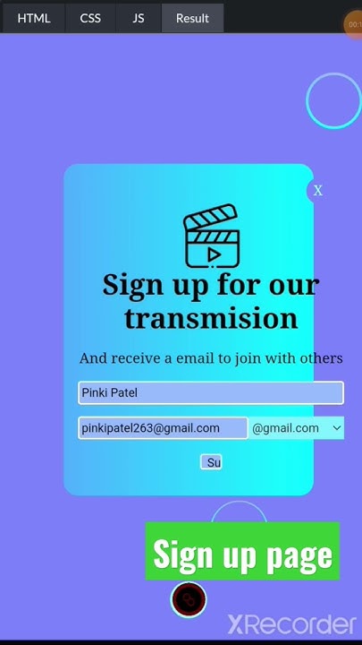 Sign Up Page In Htmlcss And Javascript Html Youtube Yt Ytshort Viral Live Ytshortsindia