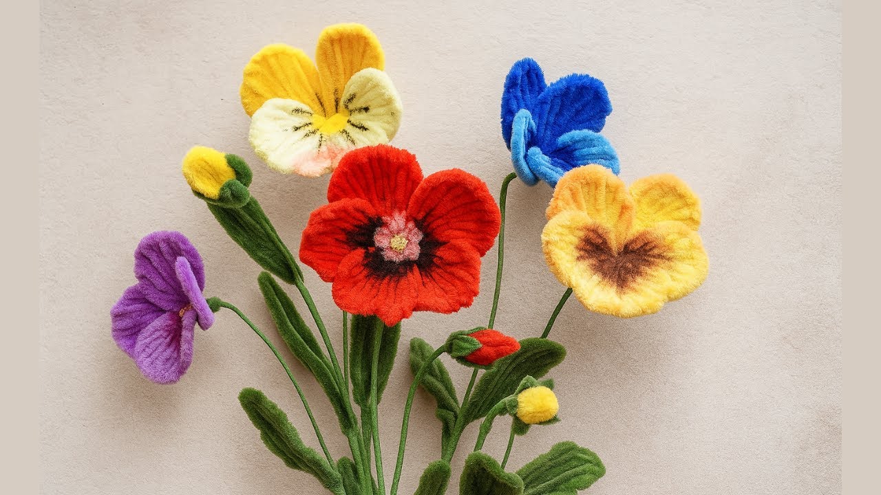 モールフラワー【パンジー】DIY 作り方 How to Make Pipe Cleaner Flowers - Pansies - YouTube