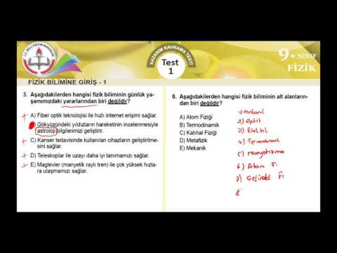 MEB Okul Kursu 9.Sınıf FİZİK K.K.Testi 01 (Fizik Bilimine Giriş-1)