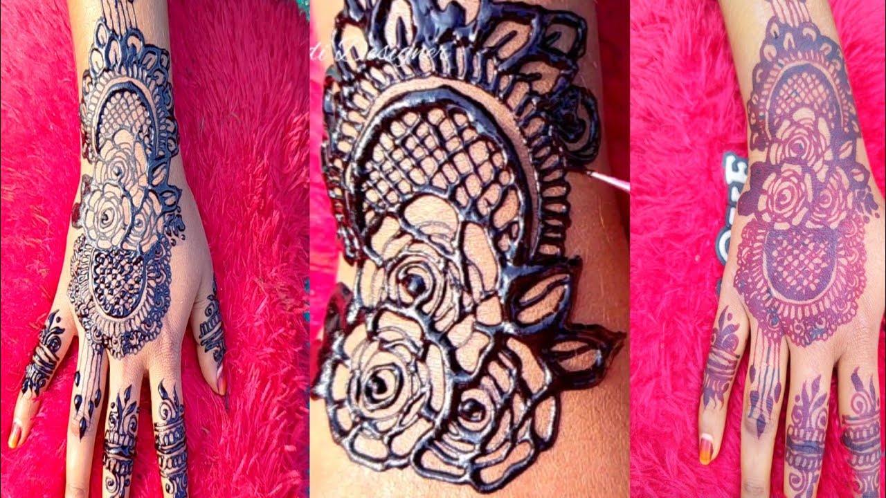 Dark stain instant cone henna design 😍 || brown colour henna design ...