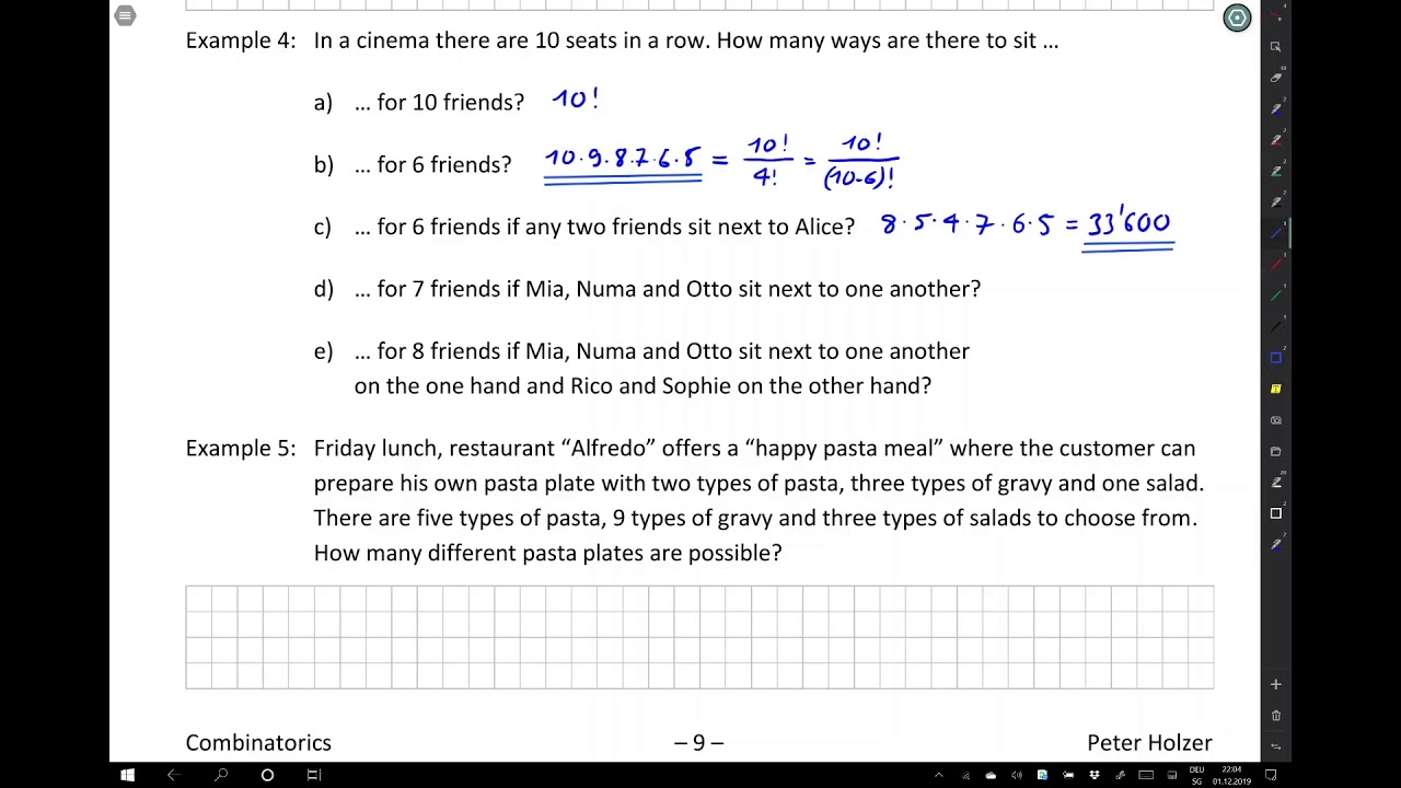Combinatorics 10 Examples YouTube Combinatorics 10 Examples YouTube