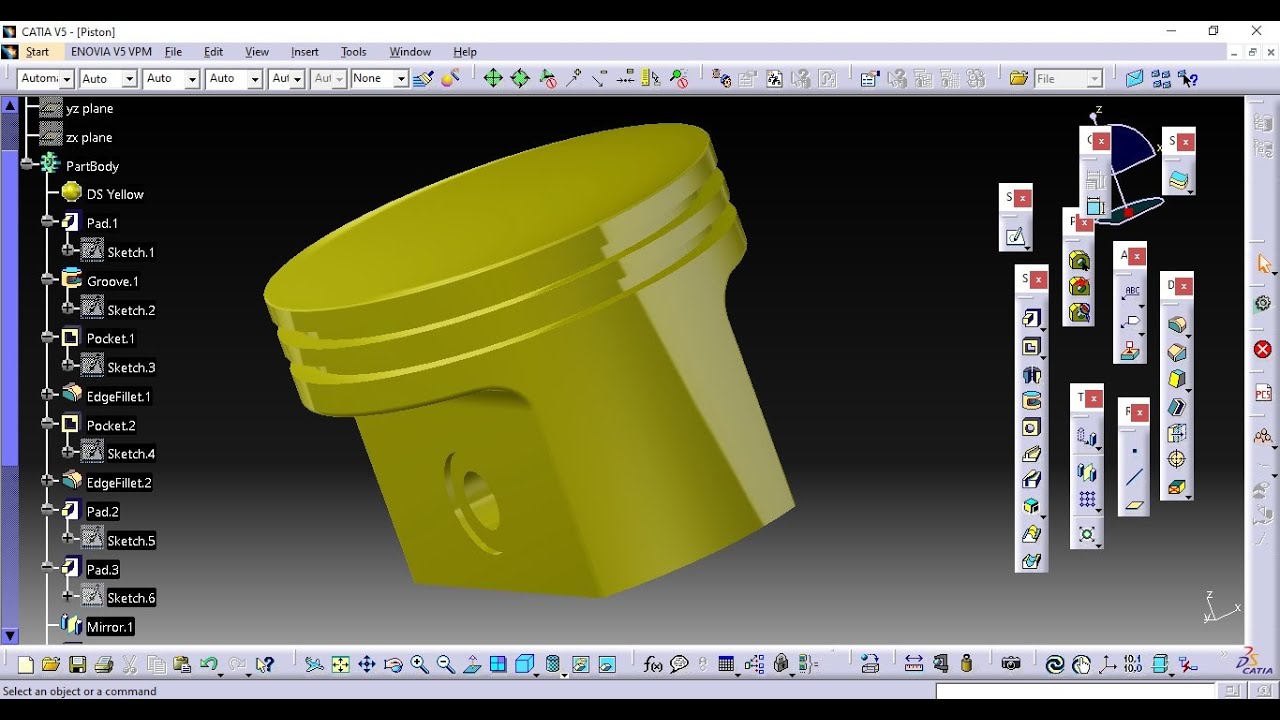 Part 1 I Piston I Catia V5 I Basic Catia - YouTube