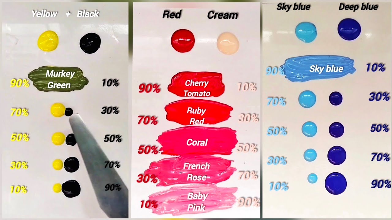 How to make 5 different shades of colors | satisfying of color mixing ...