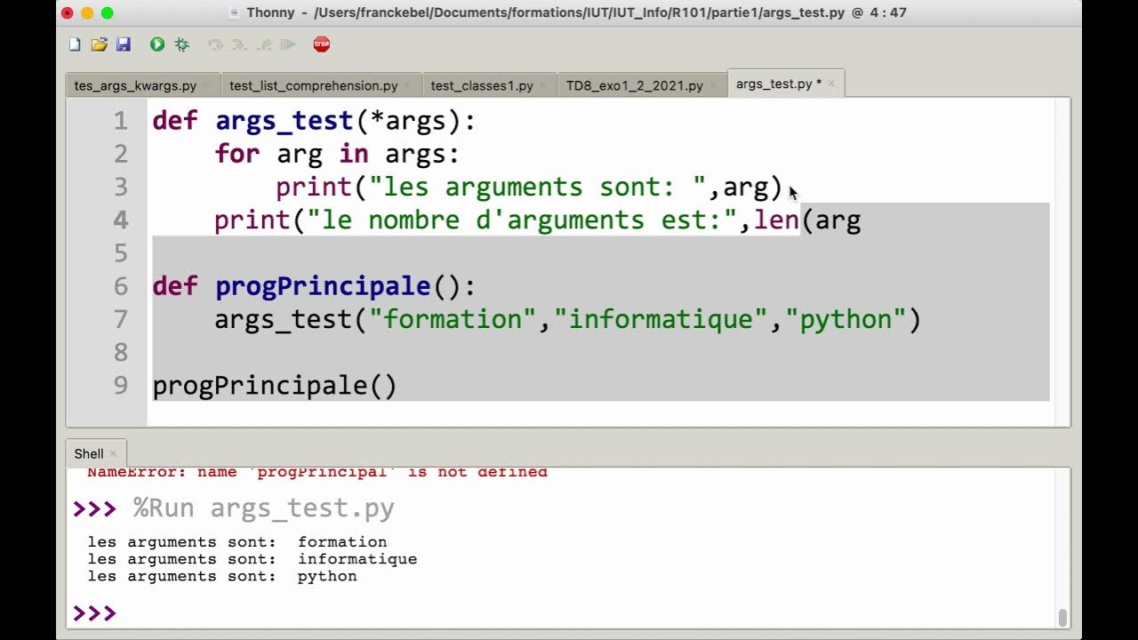 Les arguments en python args et kargs - YouTube