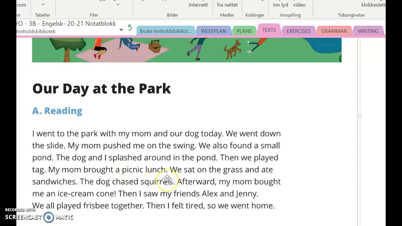 Our day at the park - grammar story past tense - YouTube