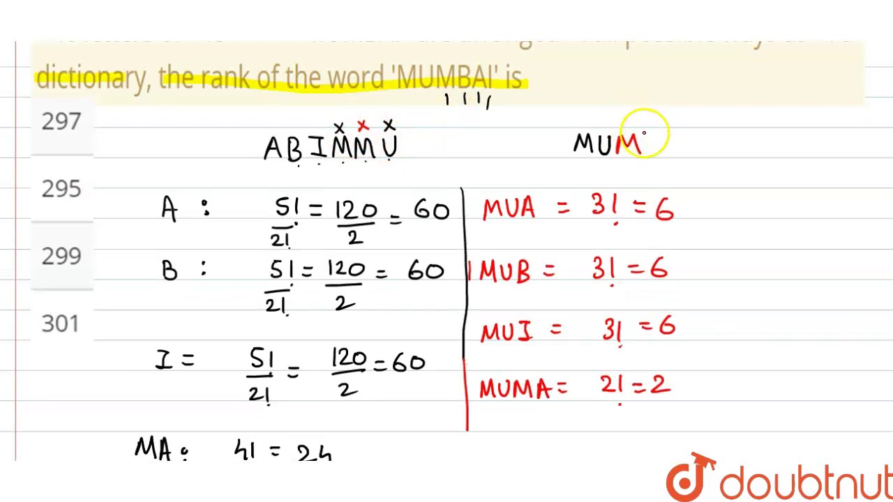 The letters of the word "MUMBAI" are arranged in all possible ways as ...