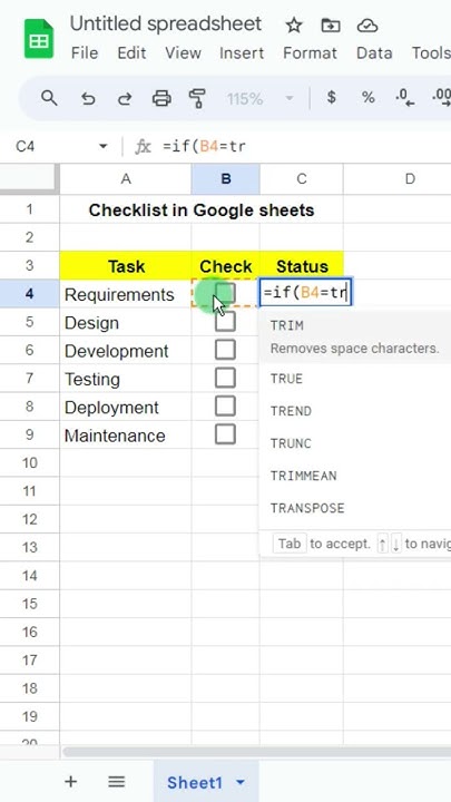create checklist || Google sheet #googlesheets #shorts #checklist #excel - YouTube