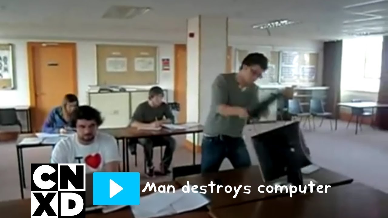 Man destroys computer - YouTube