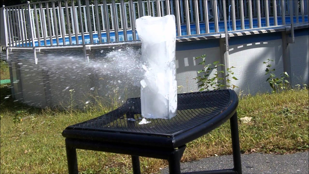 Block of Ice Shot With Pellet Gun - YouTube