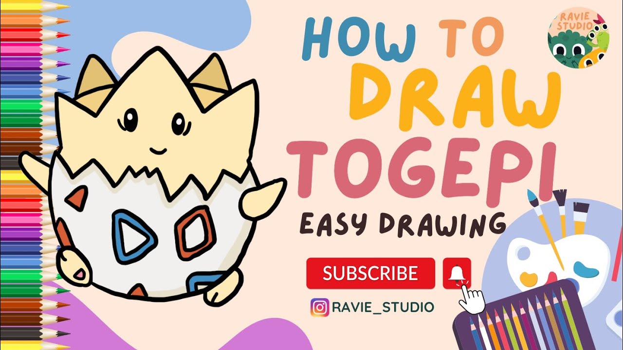 EP. 90 How to draw Pokemon Togepi - step by step drawing - draw Togepi ...