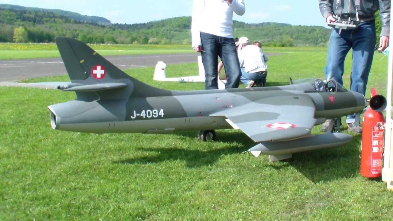 Giant RC Hawker Hunter Swiss painted R/C Turbine Scale Model Jet - YouTube