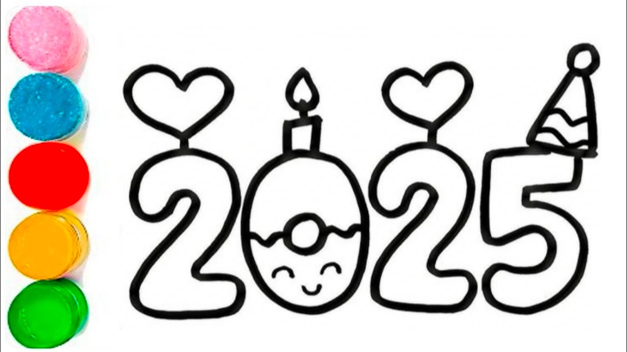 Happy New Year 2025 Drawing | 2025 Drawing Easy - YouTube