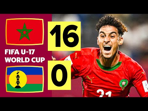 ملخص مباراة المغرب وكاليدونيا 16-0 اليوم | أهداف مباراة المغرب وكاليدونيا | كأس العالم أقل من 17 سنة