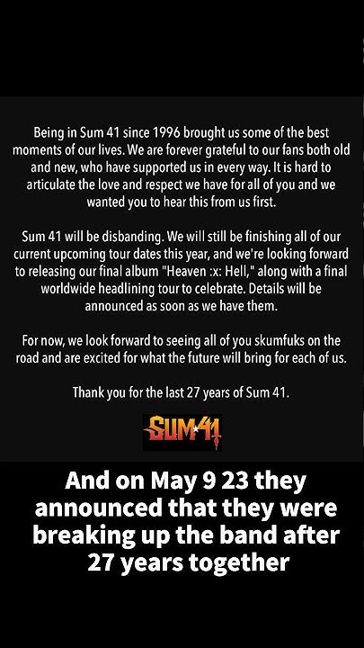 SUM41's 27-year music career ends #shorts - YouTube