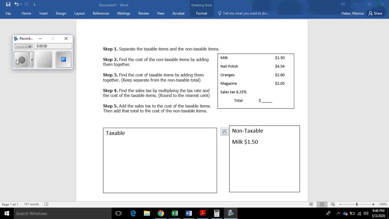 Help Video Calculating Sales tax on Taxable and Non-Taxable Items - YouTube