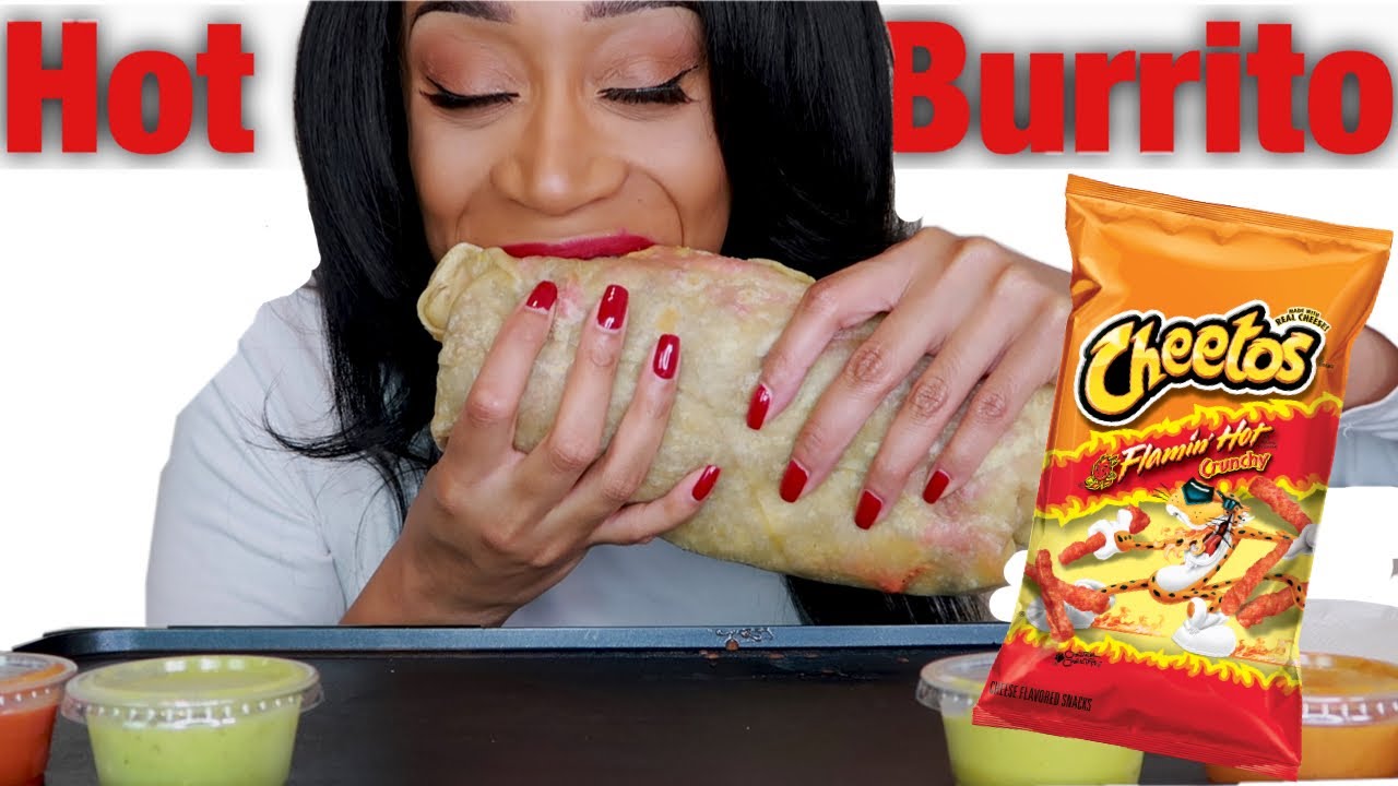 GIANT HOT CHEETO BURRITO MUKBANG!! (VERY MESSY EATING) - YouTube