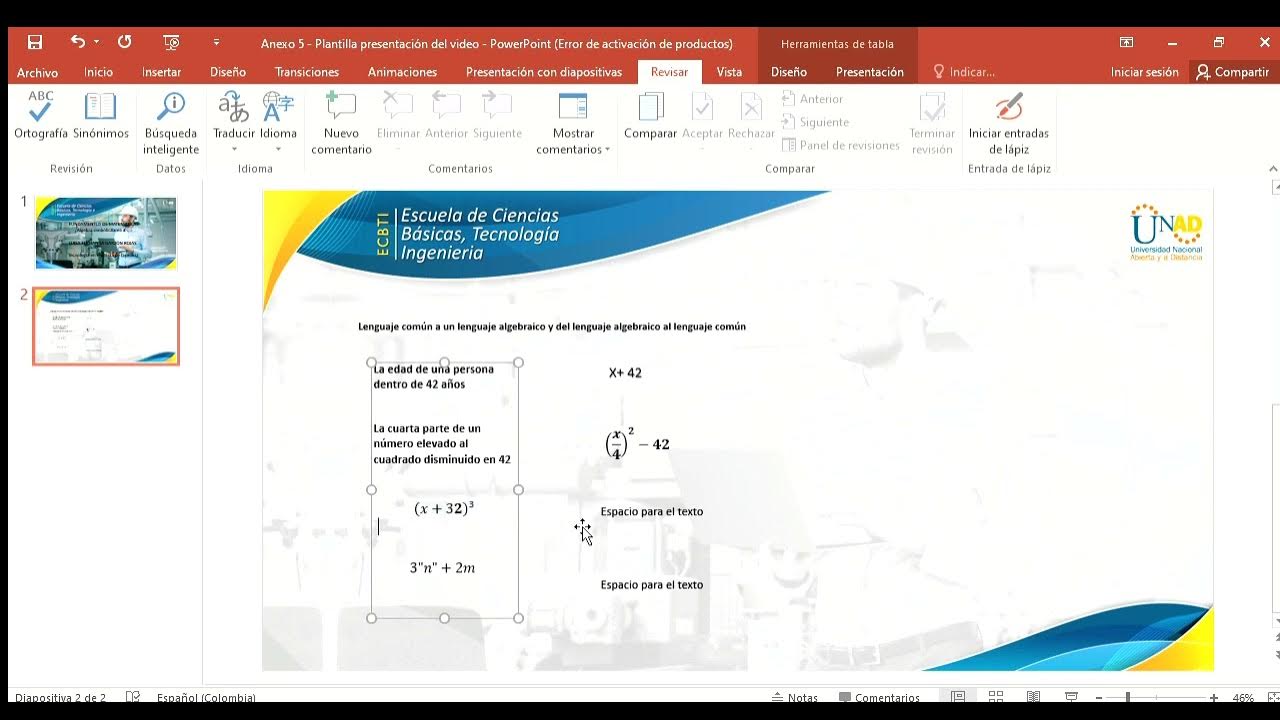 Anexo 5 Plantilla presentación del video PowerPoint tarea 3 algebra simbólica - YouTube