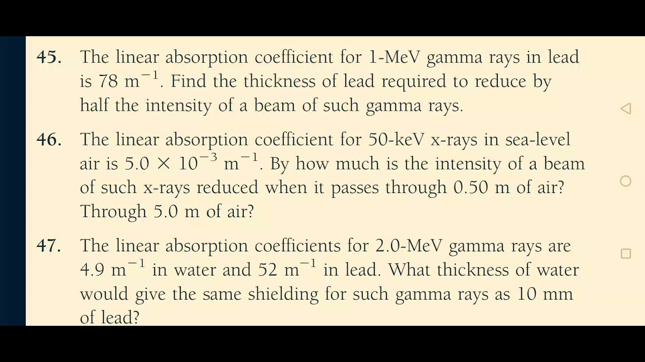 The Linear Absorption Coefficient For 1 MeV Gamma Rays In Lead 78 M1 the-linear-absorption-coefficient-for-1-mev-gamma-rays-in-lead-78-m1