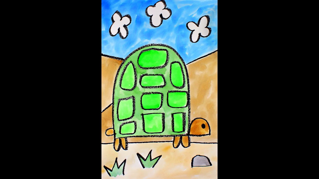 How to Draw and Paint a Tortoise in the Desert Step-By-Step for ...