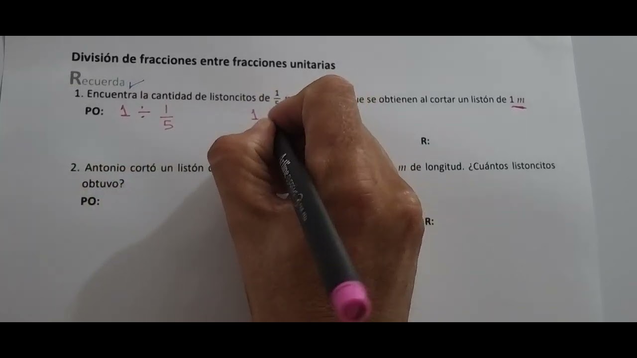 División de fracciones entre fracciones unitarias (Cuaderno de ...