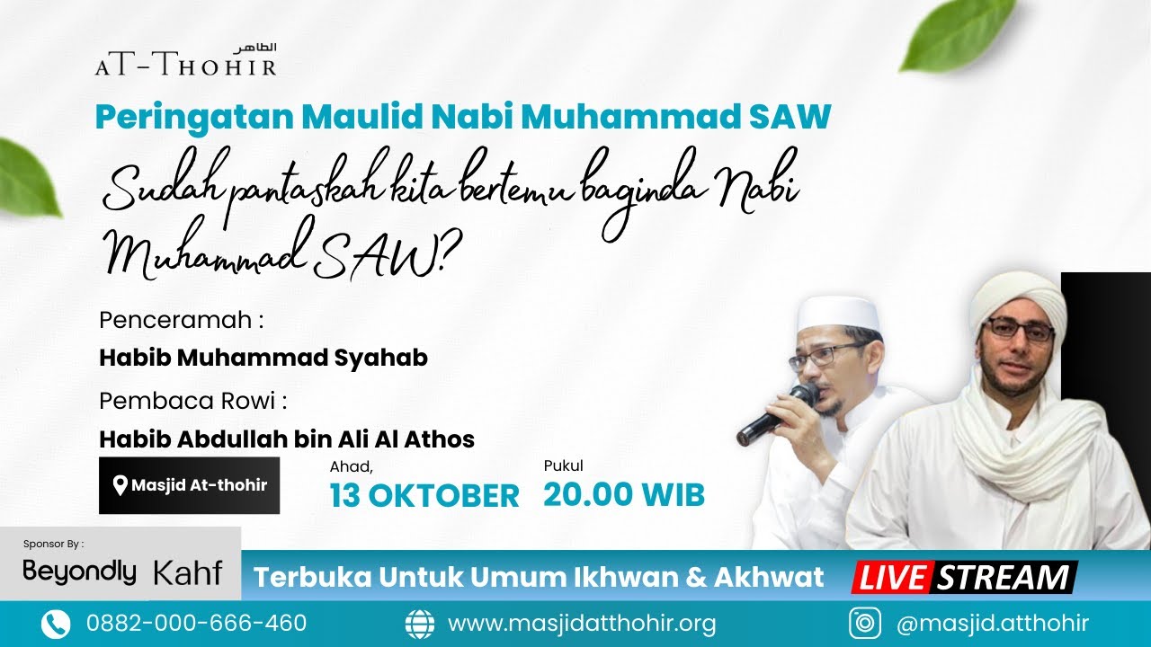 🔴LIVE Maulid Nabi Muhammad SAW | Masjid At-Thohir | Bersama Habib ...