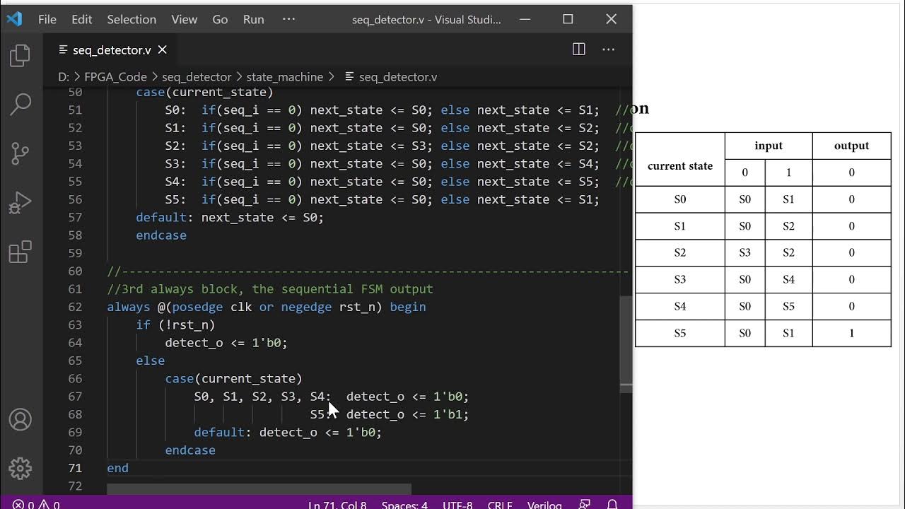 FPGA Sequence Detector 05: State Machine Solution 02 - YouTube