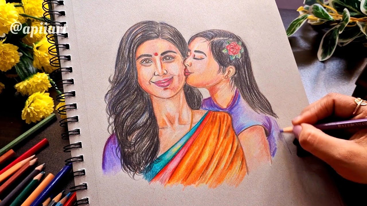Mother's Day drawing with colored pencil |Drawing for Mother's Day |# ...