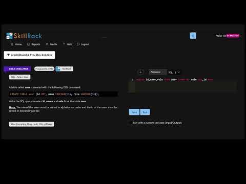 SKILLRACK | DAILY CHALLENGE || 13/12/2023 || SQL - SELECT USER || PROGRAM ID 9714 || SQL ...