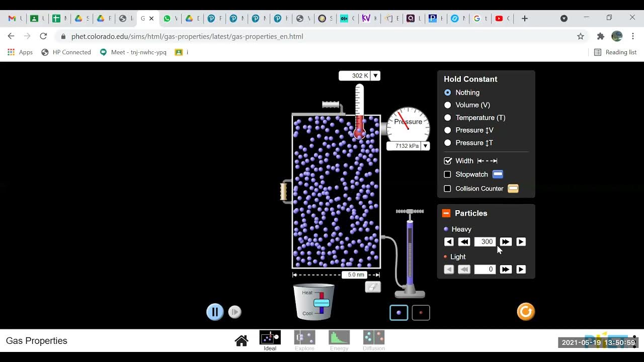 Menentukan volume pada simulasi phet bagian gas properties - YouTube