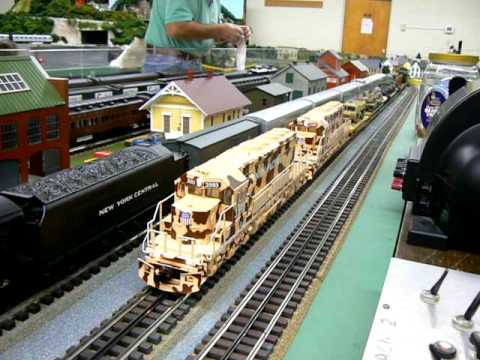 MTH Union Pacific SD40-2 Desert Storm Military Train start up - YouTube