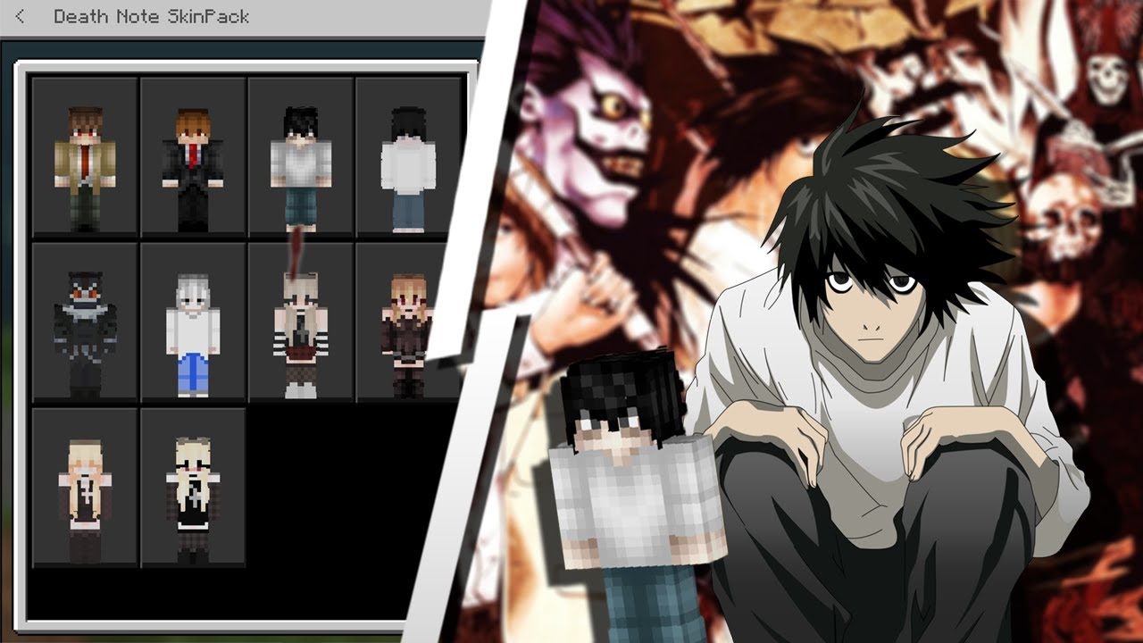 SKIN PACK de DEATH NOTE para MINECRAFT PE - YouTube