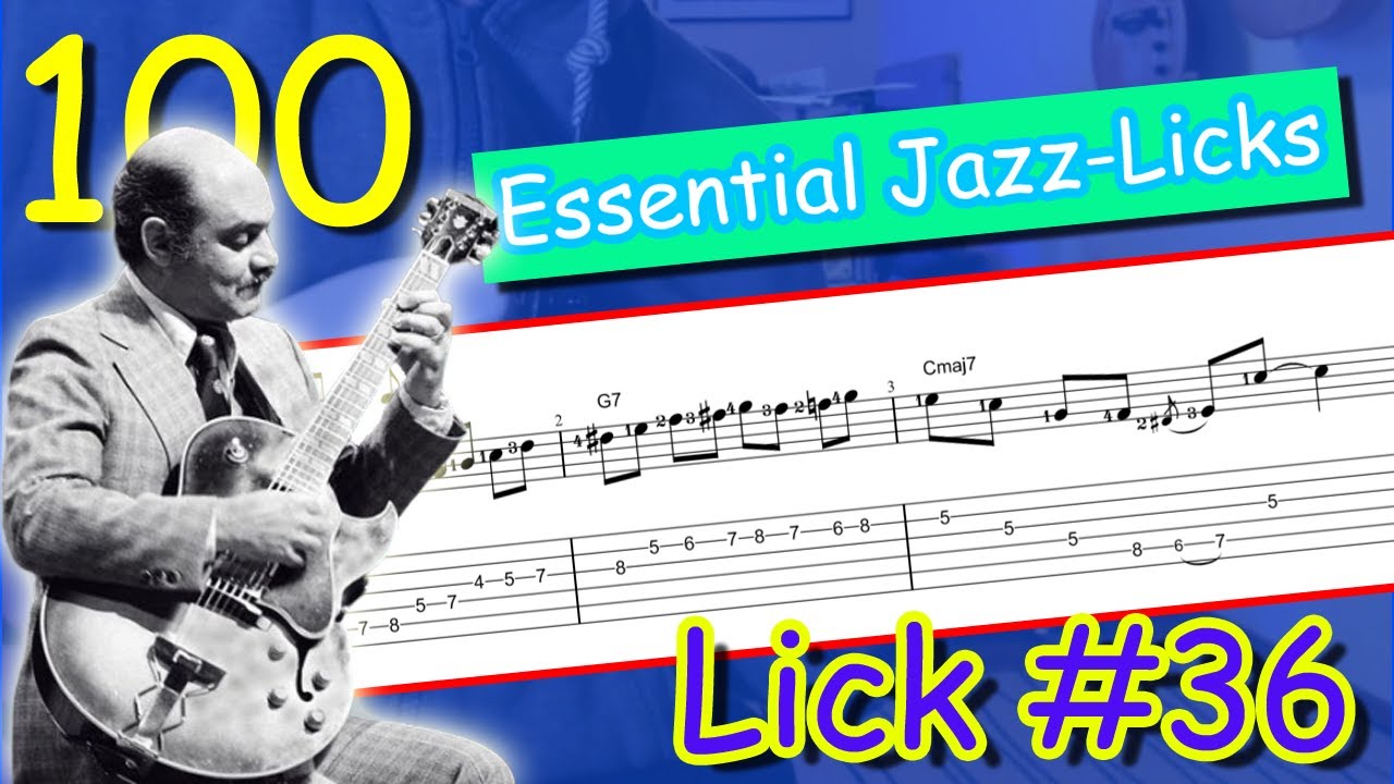 100 essential jazz-licks - lick #36 (guitar lesson with tablature ...