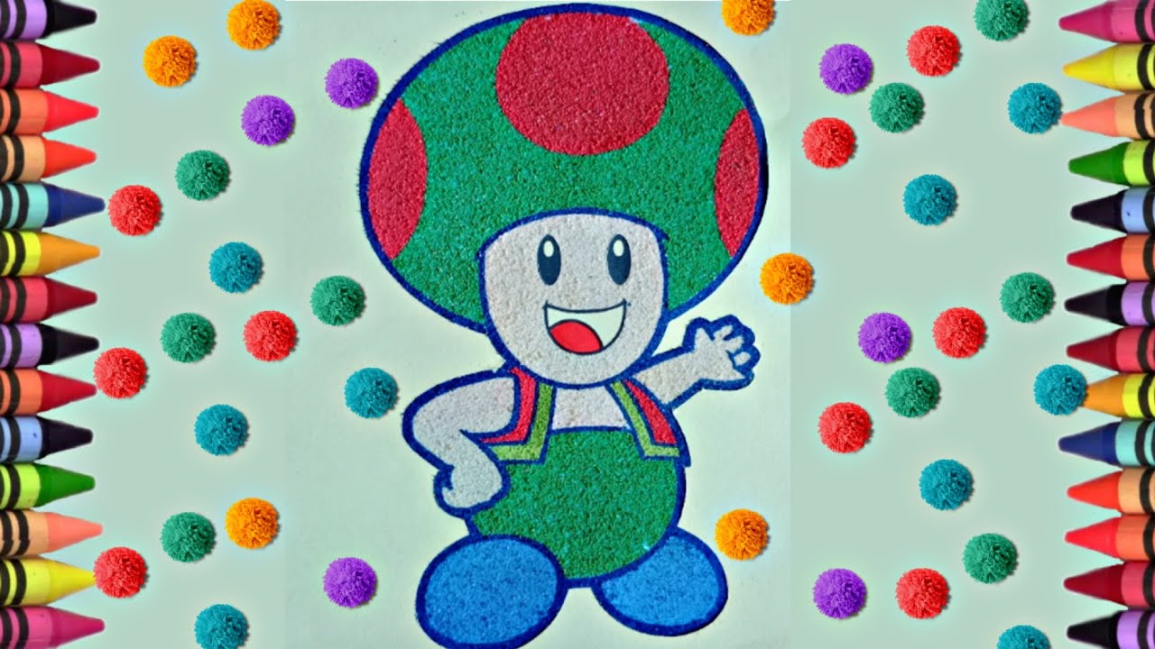 Cute Toad Mario Sand painting - YouTube