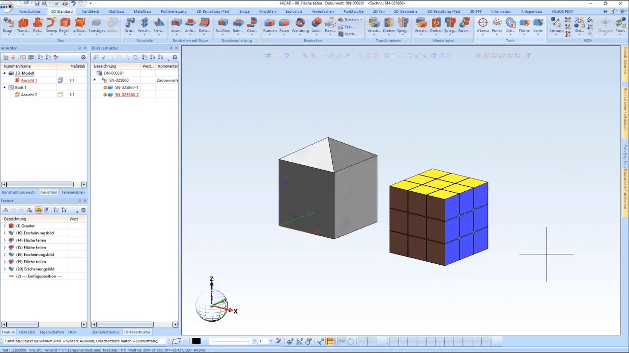 HiCAD 2022 | SP1: Re-Design der Modellierfunktion: Fläche teilen - YouTube
