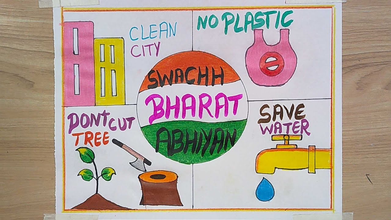 How To Draw Swabhav Swachhata Drawing | Swachata Hi Seva Poster Drawing ...