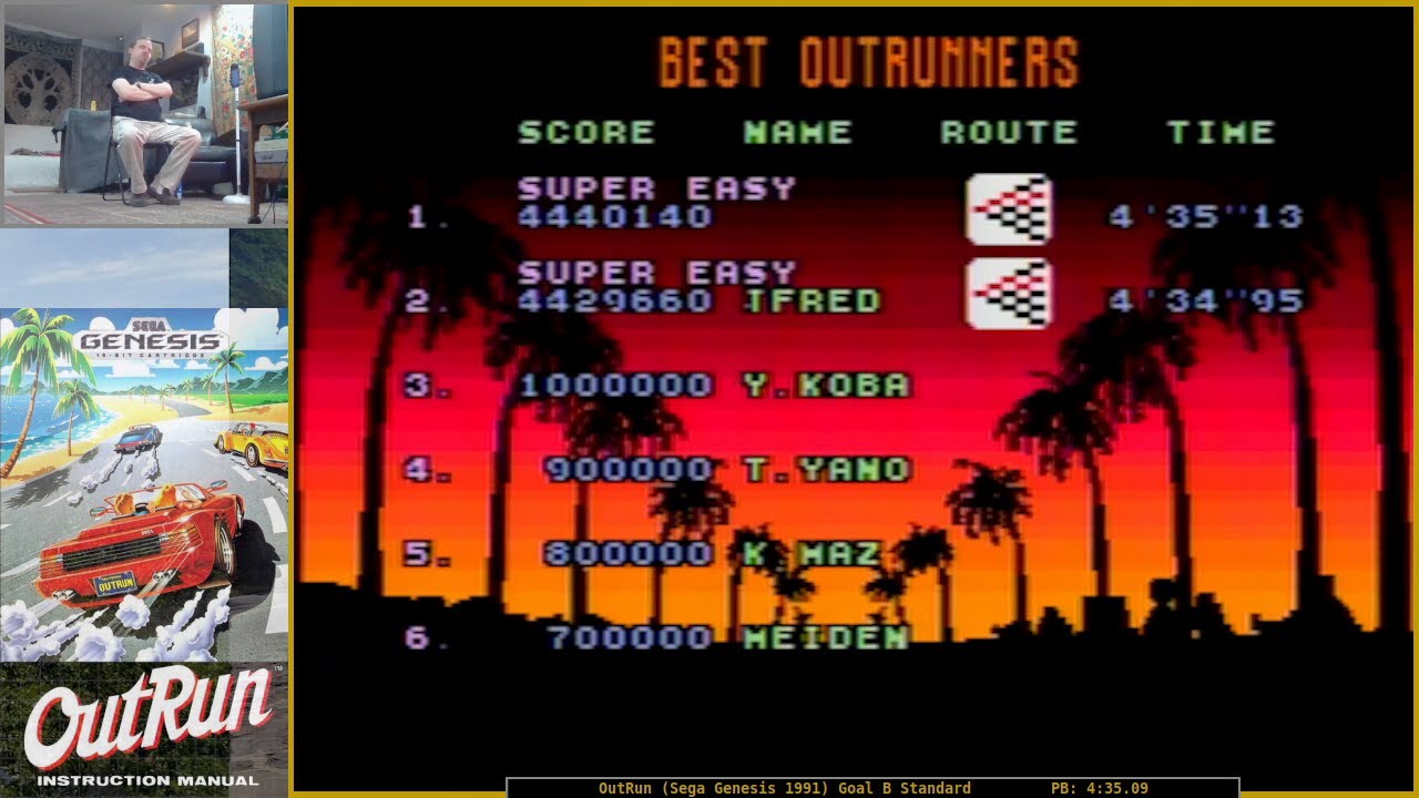 Goal B 🥇 World Record 4'34"95 - OutRun Sega Genesis (1991) - YouTube