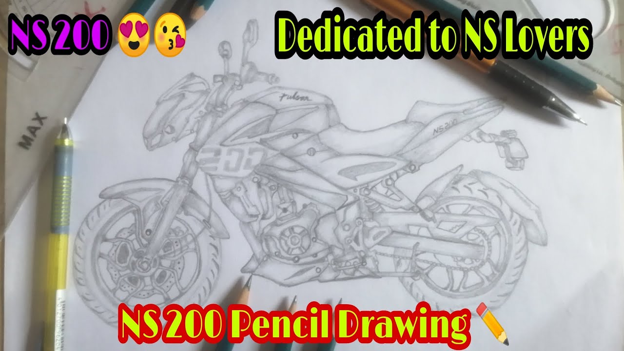 NS 200 Pencil Drawing...// Dedicated to NS Lovers ️ ️ ️ - YouTube