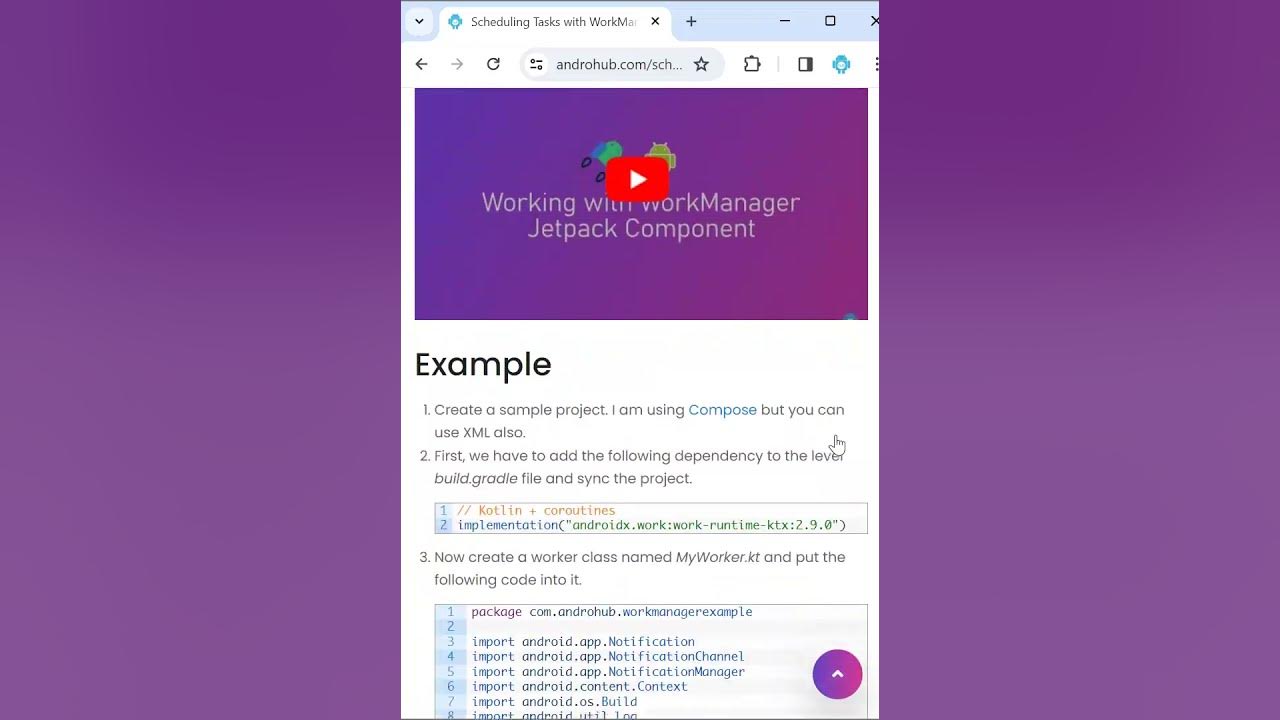 Scheduling Tasks with WorkManager | Jetpack Components #android #shorts #androidstudio #jetpack ...