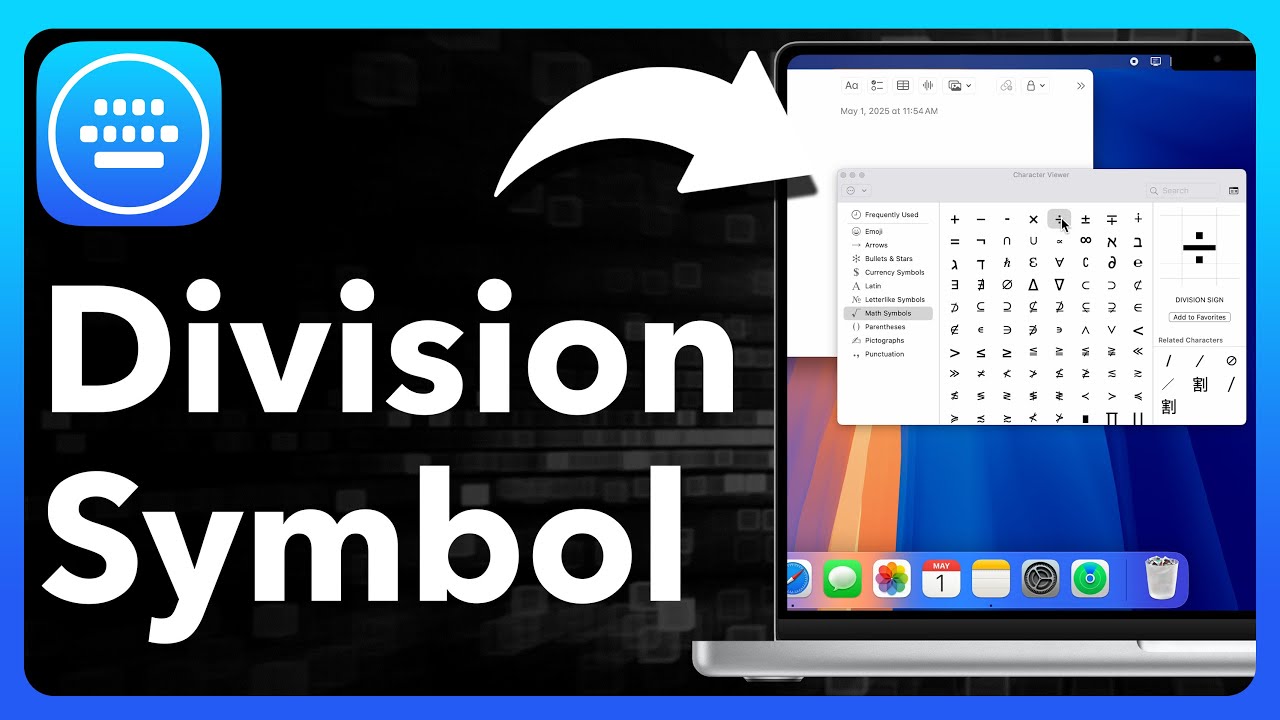 How To Type Division Symbol ÷ On Mac - YouTube
