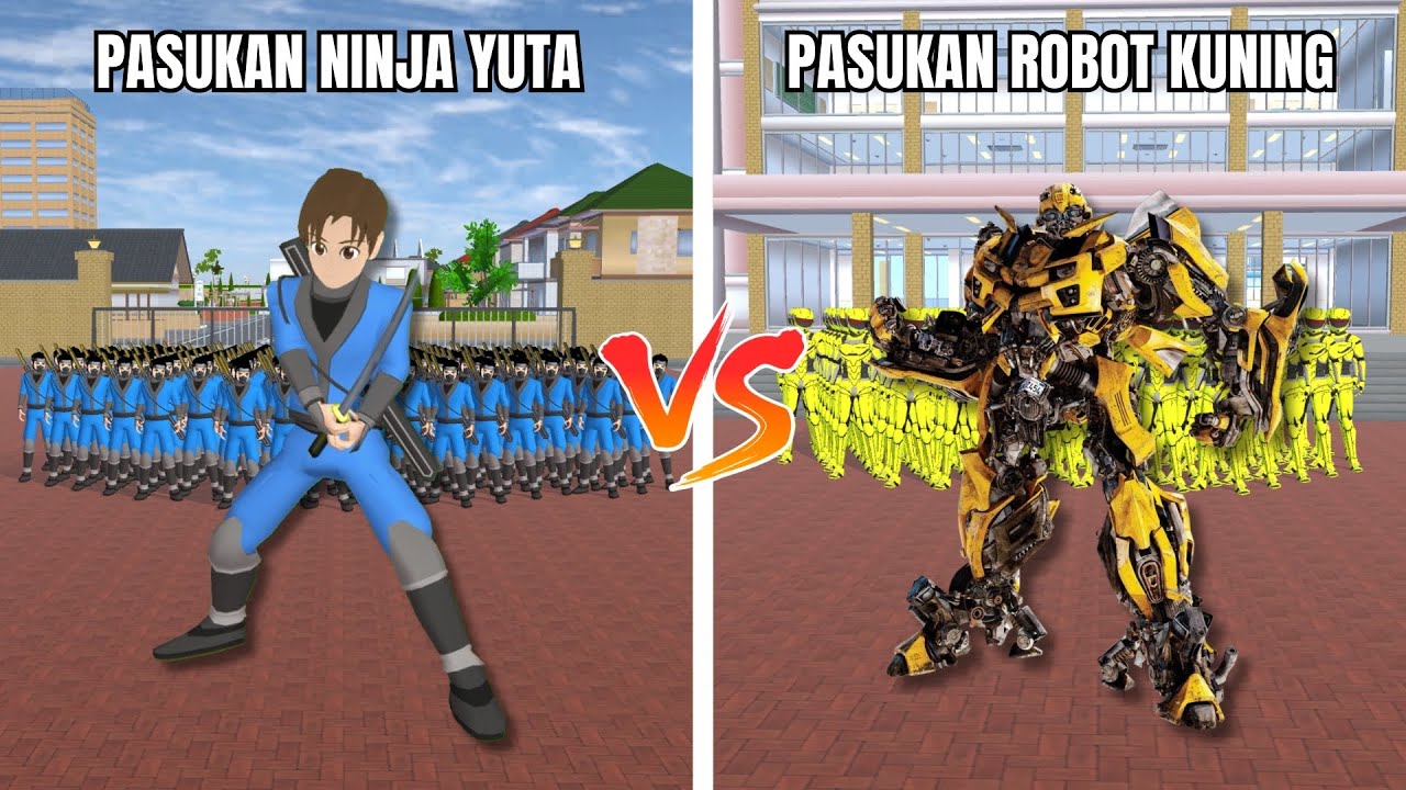 EXPERIMEN 100 PASUKAN NINJA YUTA VS 100 PASUKAN ROBOT TRANSFORMER ...