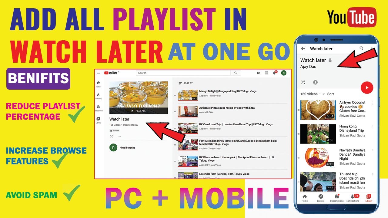 How to Add all playlist to the Watch Later at one go? Part-2 - YouTube