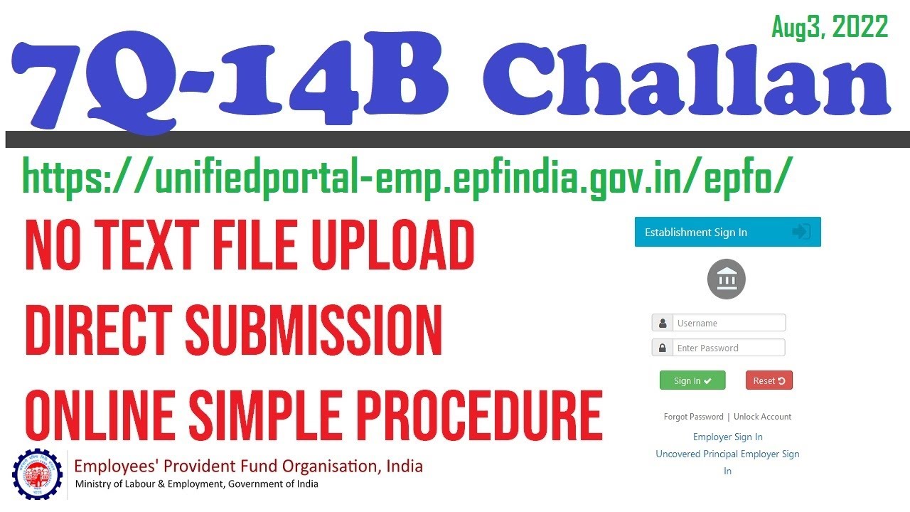 Employer EPF 7Q 14B Challan Online | Unified Portal - YouTube