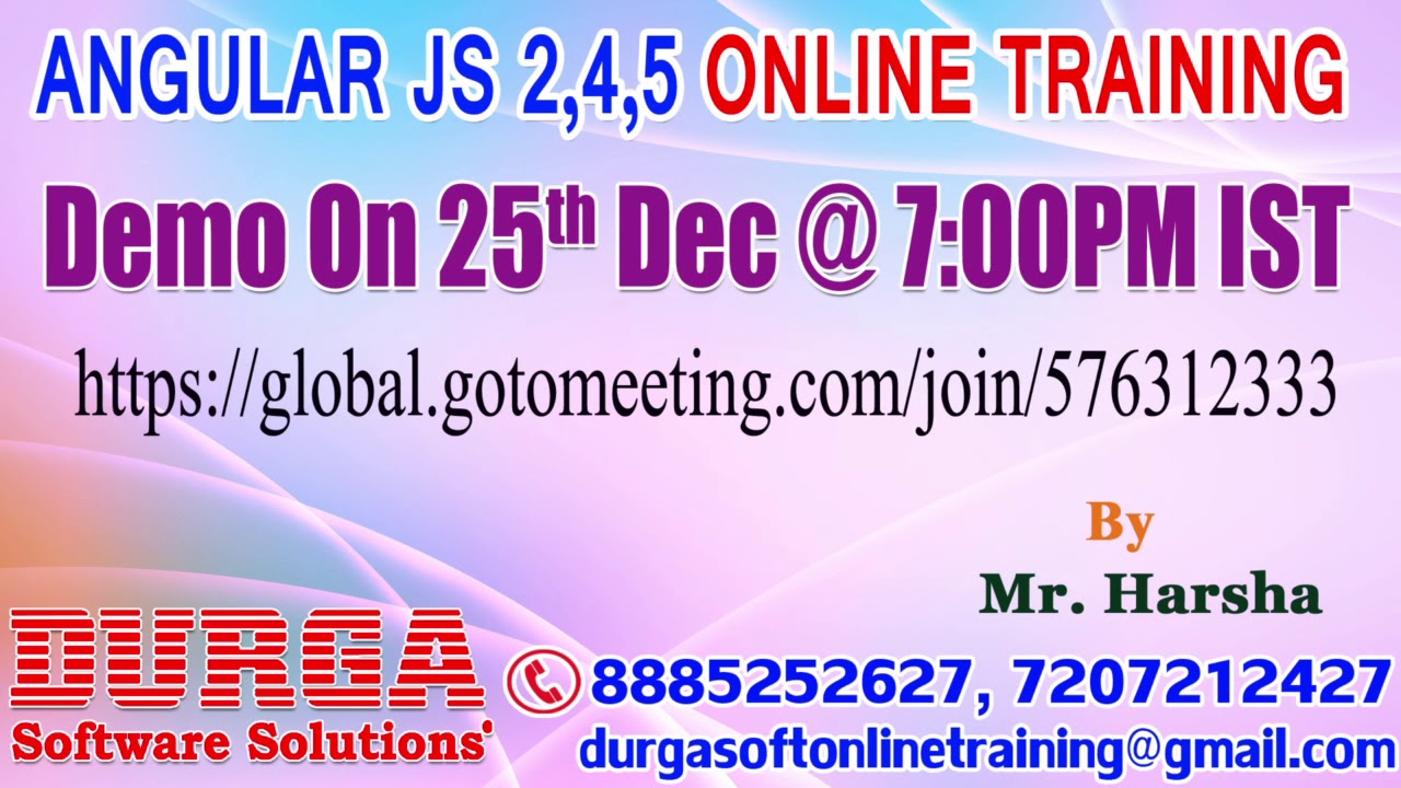 ANGULAR JS 2,4,5 Online Training by Mr. Harsha Demo on 25th Dec @ 7 ...